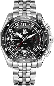 CAINUOS Men's Quartz Watch, Luminous Stainless Steel Strap, Waterproof ...