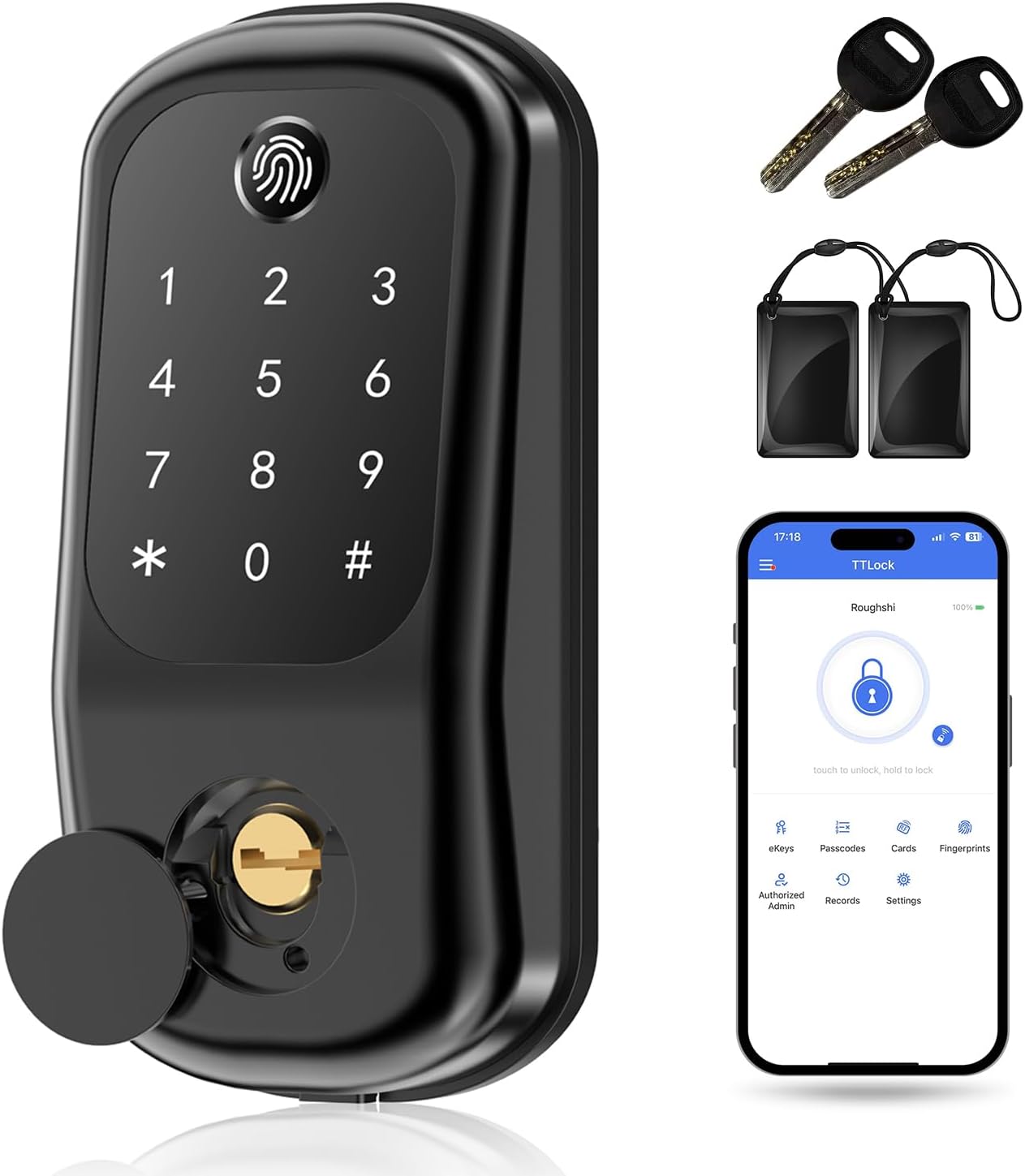 Smart Door Lock Deadbolt with Keypad: Keyless Entry Door Lock ...