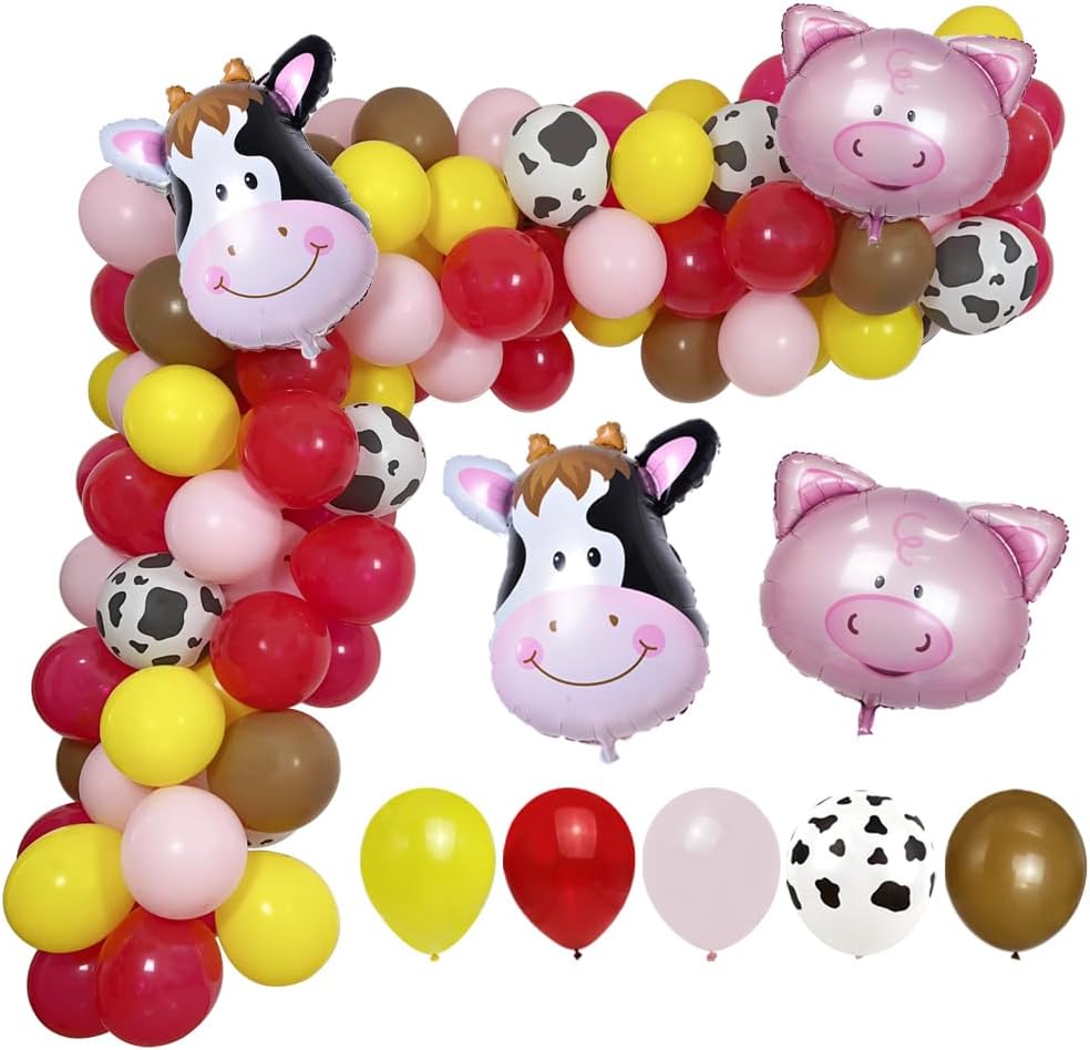 Amazon.com: 97Pcs Farm Balloon Arch Kit Farm Animal Birthday Party ...