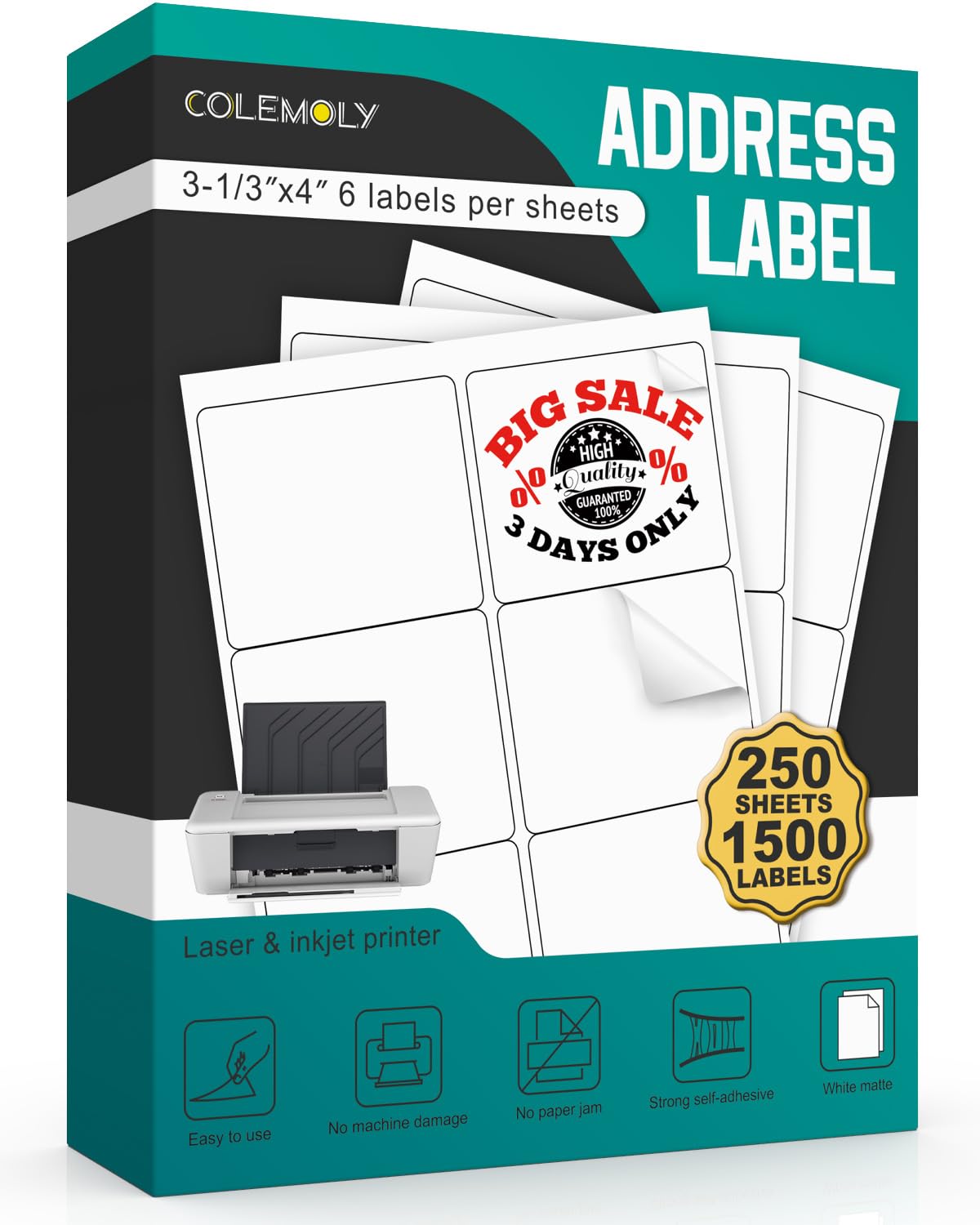 Snapklik.com : 4”x333” Shipping Address Labels Printable White Sticker ...