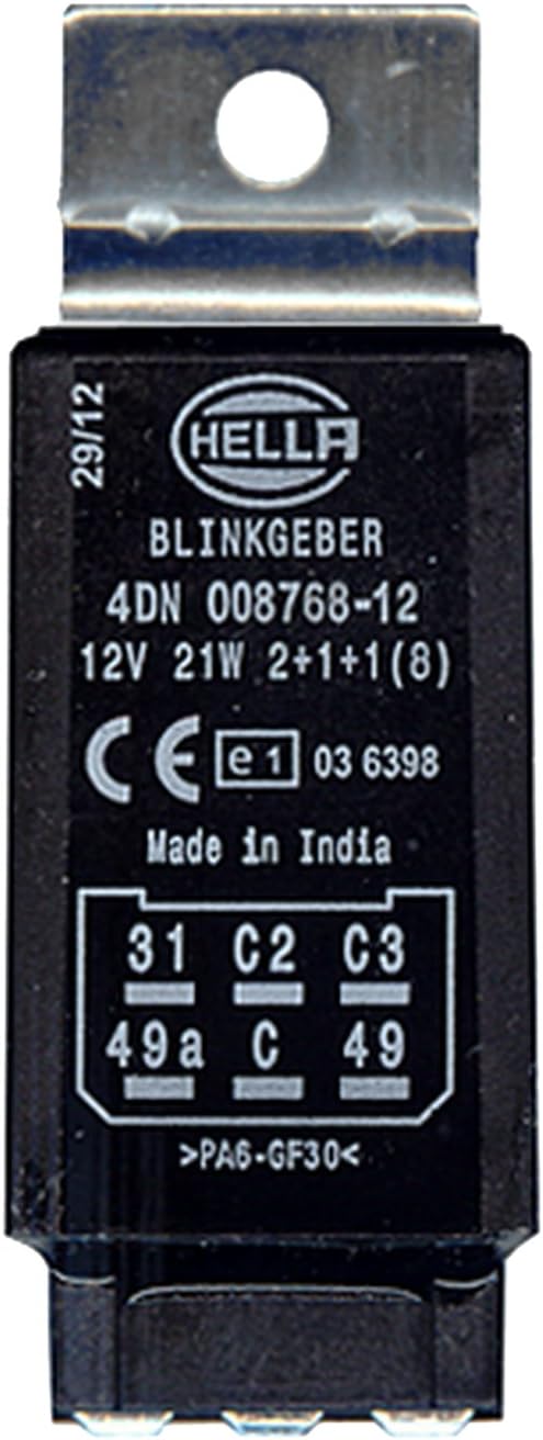 HELLA 4DN 008 768-121 Flasher Unit, 12V, Electronic, with holder ...