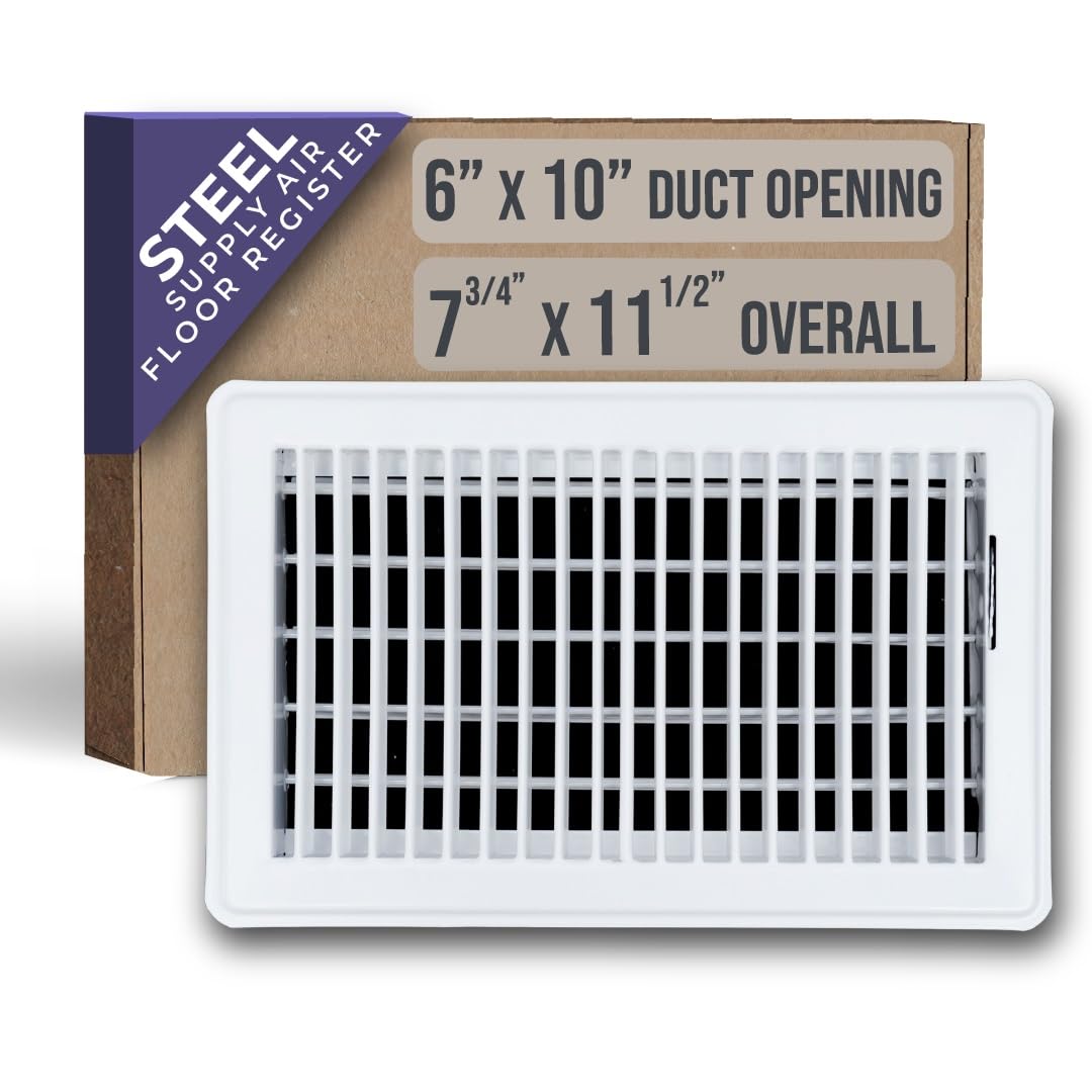 Fits 6x10 and 10x6 Duct Opening | Floor Register with Louvered Design ...