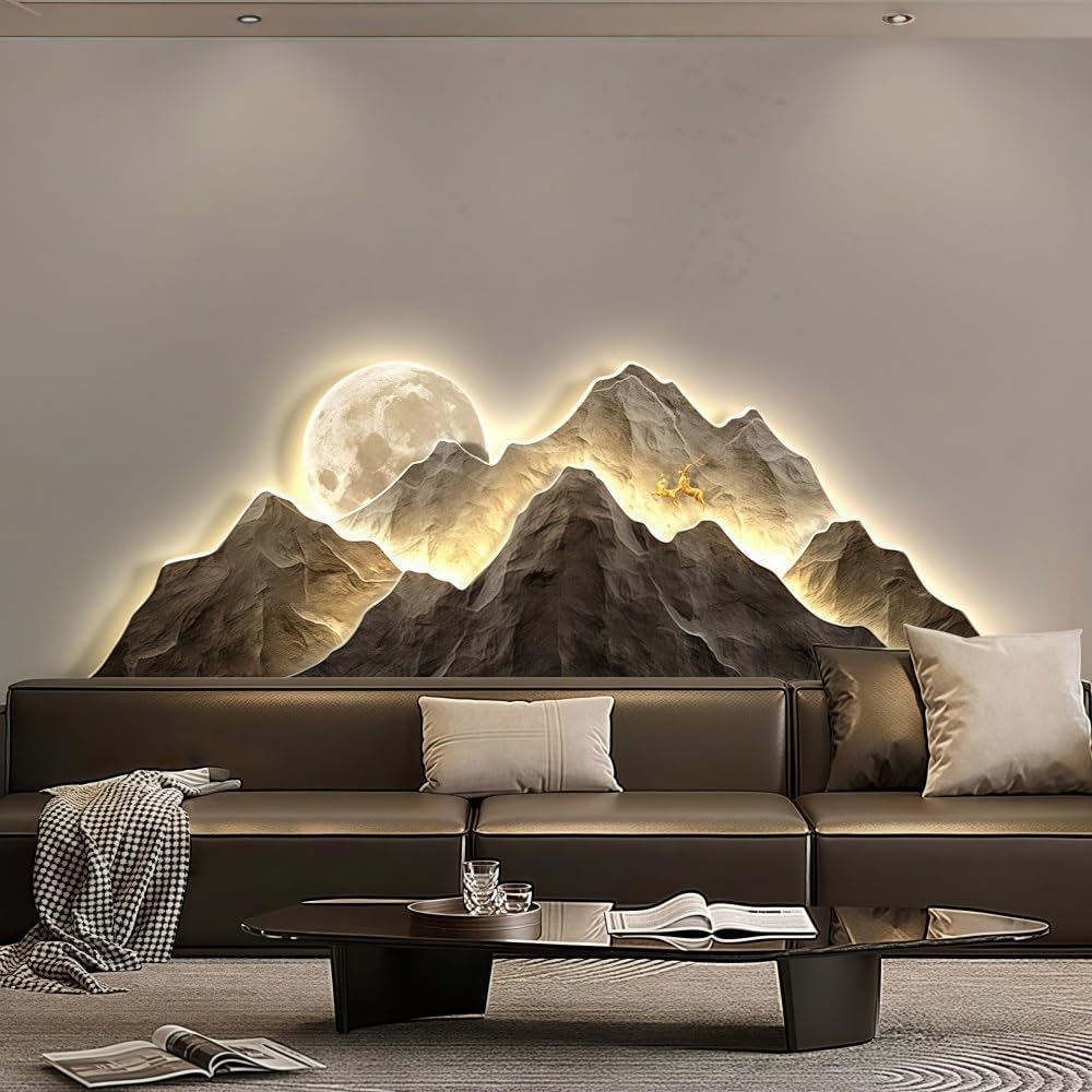 Amazon.com: Xorgeximo 3D Wall Art with LED Light – Sculptural Mountain ...