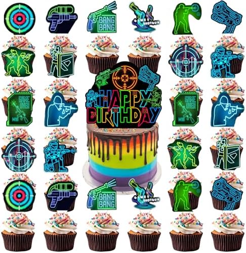 Amazon.com: Laser Tag Cupcake Toppers,Laser Tag Party Decorations,Laser ...