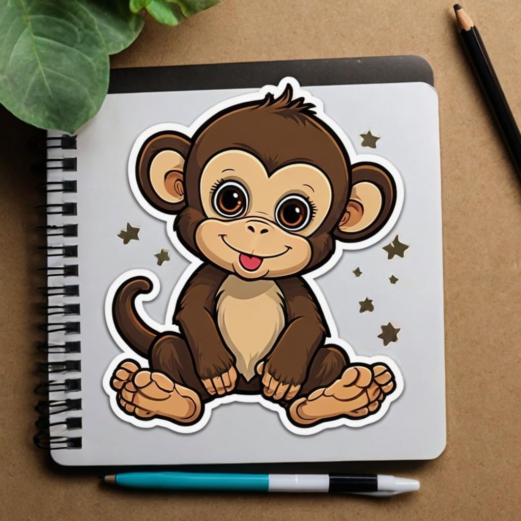 Amazon.com: Cute Monkey Stickers 2in. Monkey Vinyl Decals for Laptops ...
