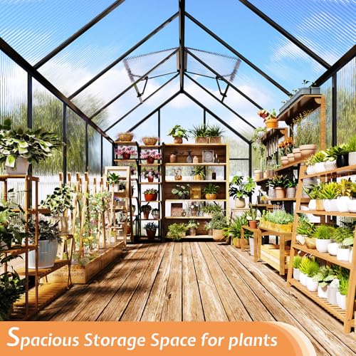 Jocisland 6x12x6.3 FT Polycarbonate Walk-in Greenhouse with Dual Doors ...