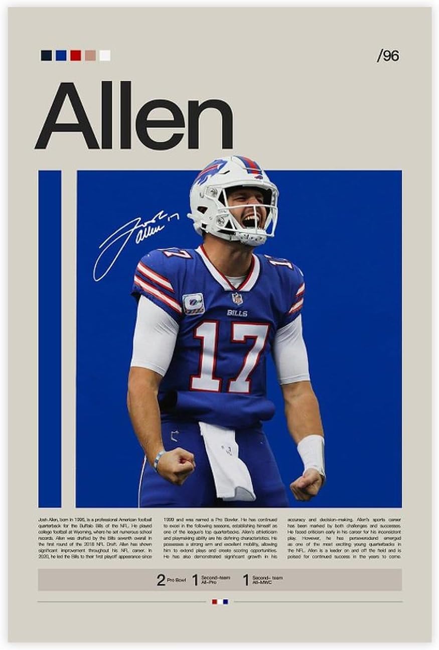 Amazon.com: doublkl Josh Allen Poster Canvas Poster Bedroom Decor ...