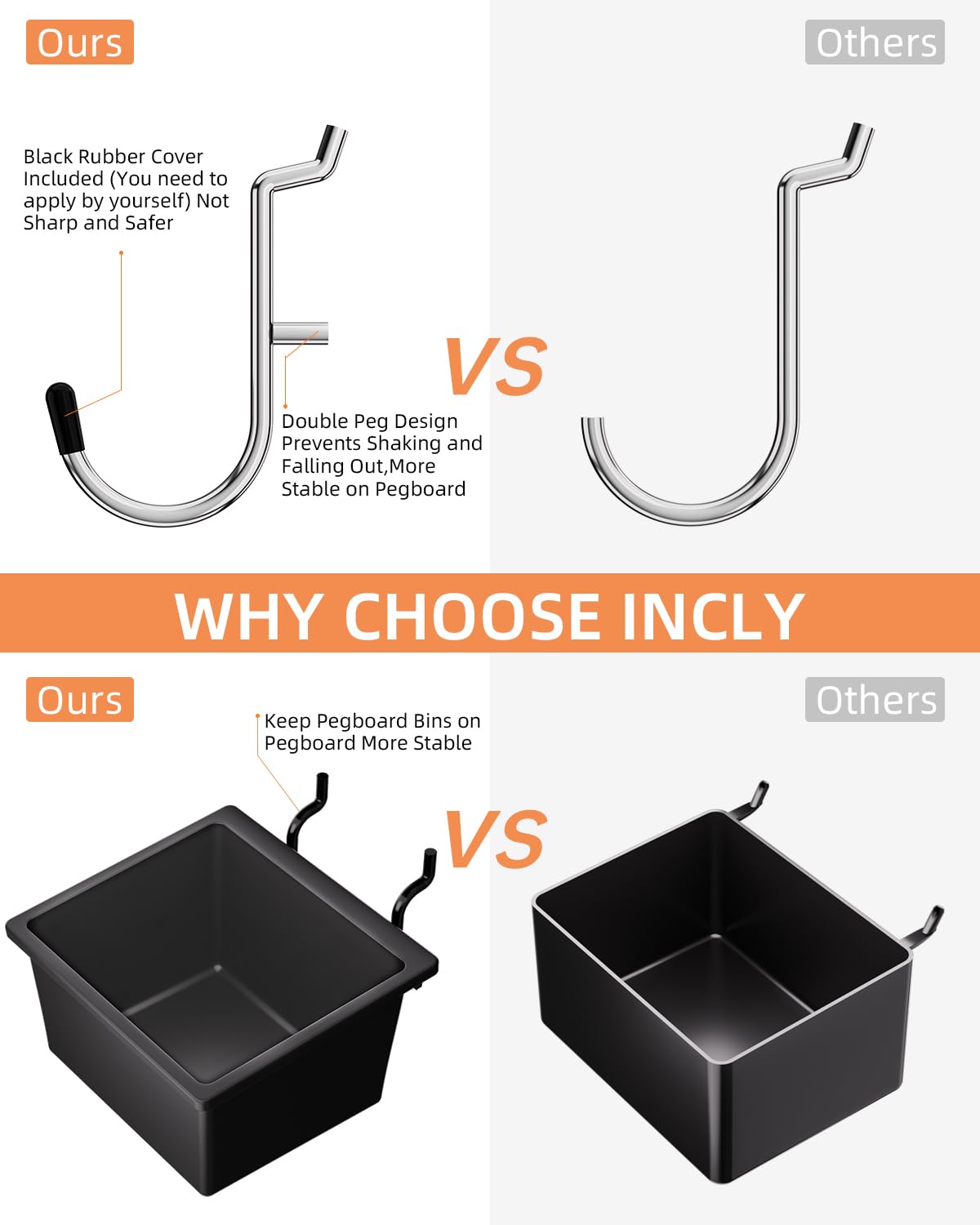 Snapklik.com : INCLY 158PCS Metal Pegboard Wall Organizer, 48x24 Inch ...