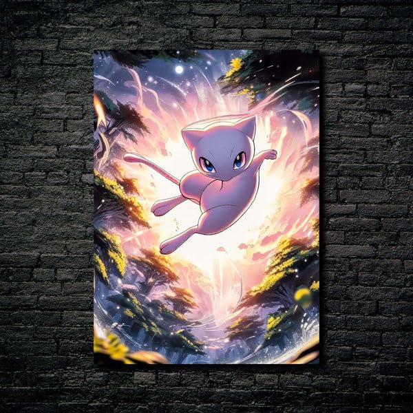 PlaceboPrints Pokemon Mew-ArtWork Metal Poster (8 * 11.7) Inches ...