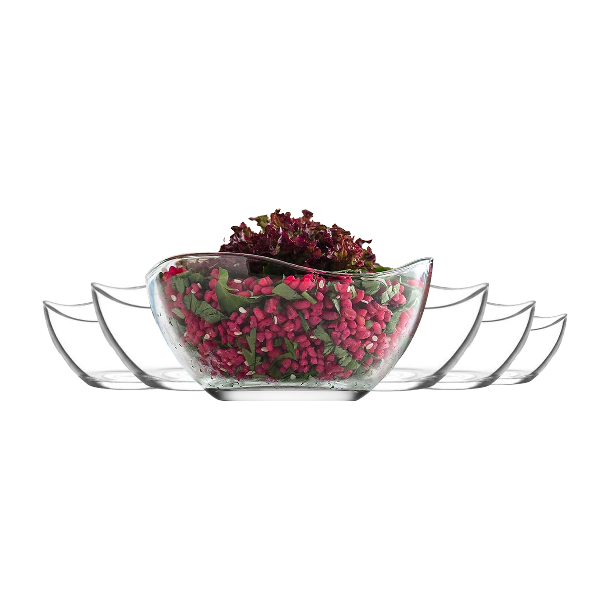 Nordic Schiller Glass Dessert Bowls Set of 6, 310ml Lead Free Glass Ice ...