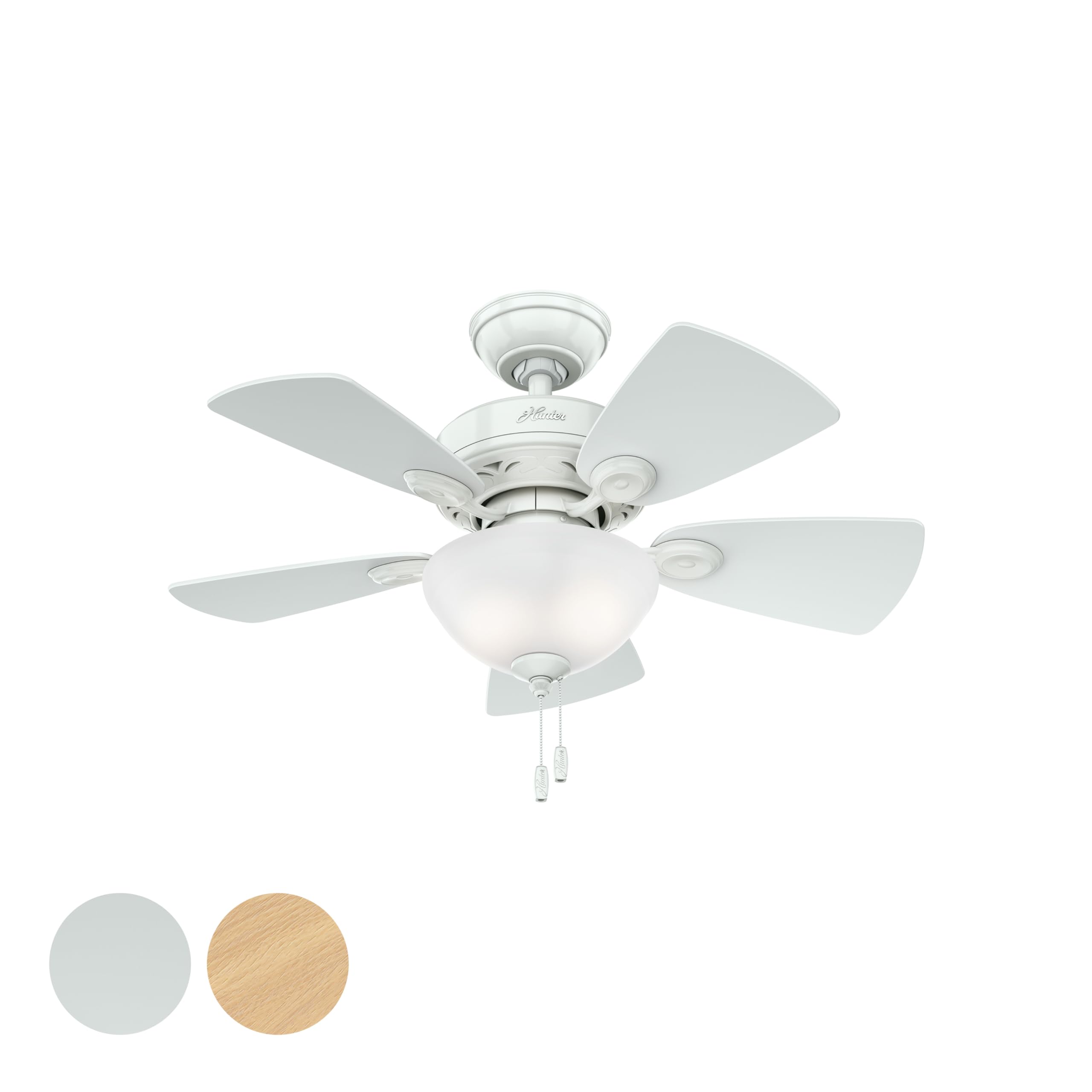 Amazon.com: Hunter Fan 34 inch Snow White Finish Ceiling Fan with ...