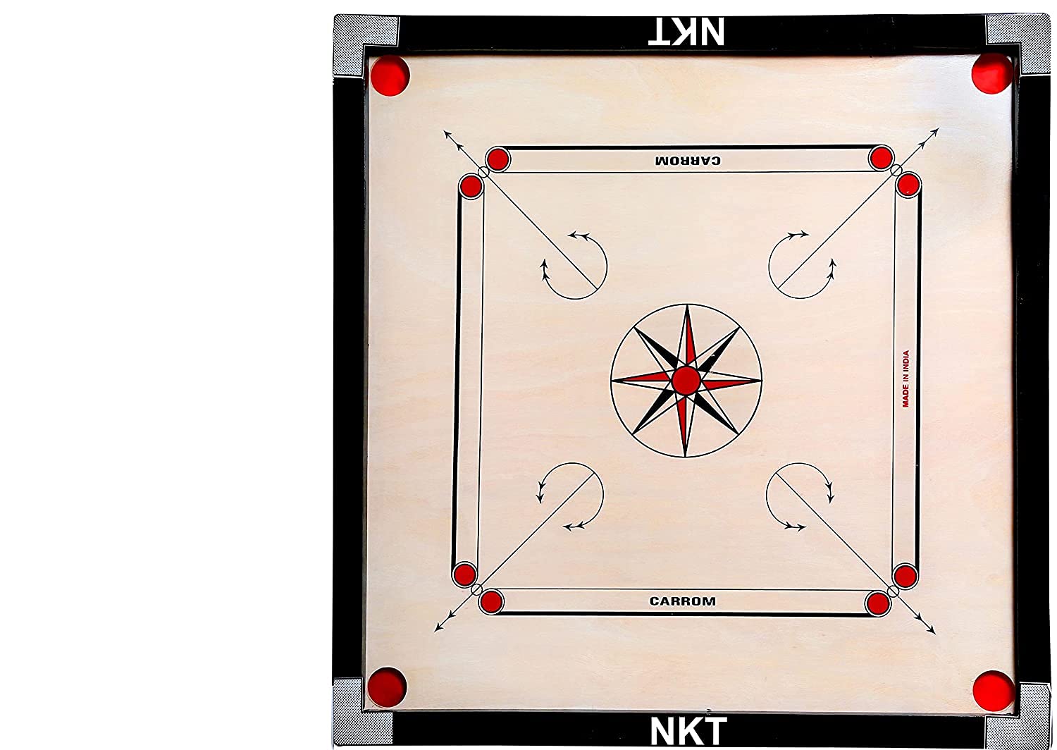Buy NKT Wood Round Pocket Carrom Board with Coin, Stricker, and Powder ...