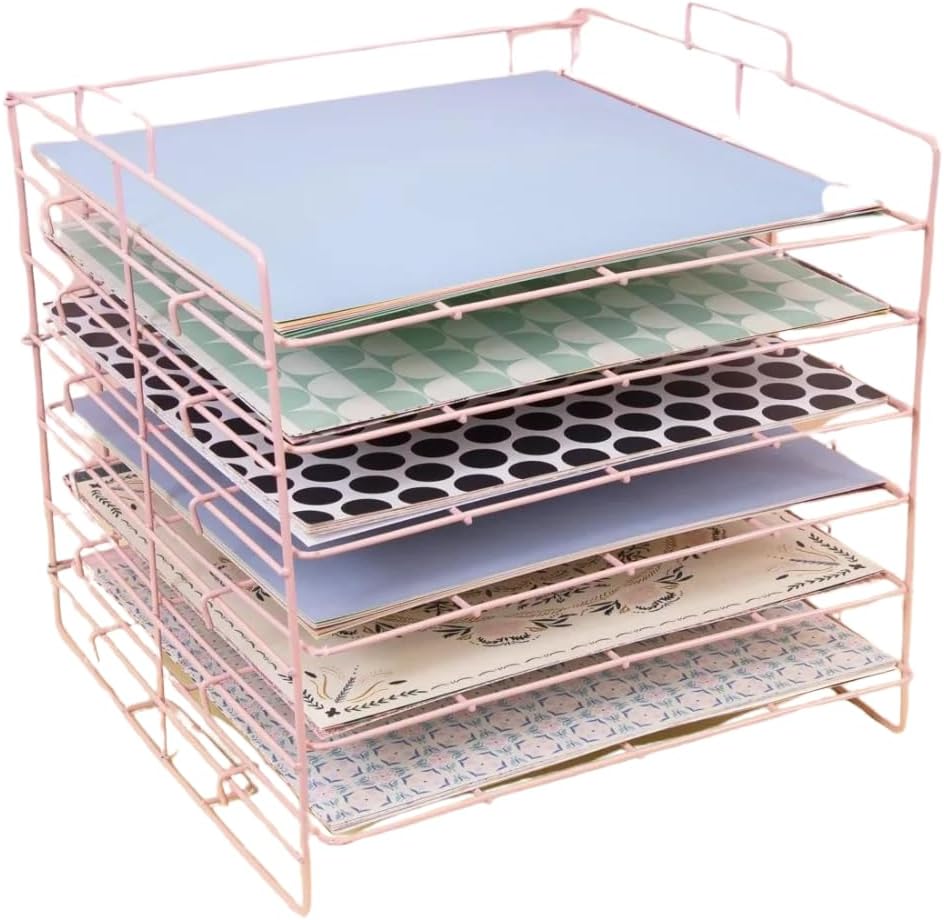 Amazon.com: Craftelier - Metal Organiser Tray with 6 Paper Shelves ...