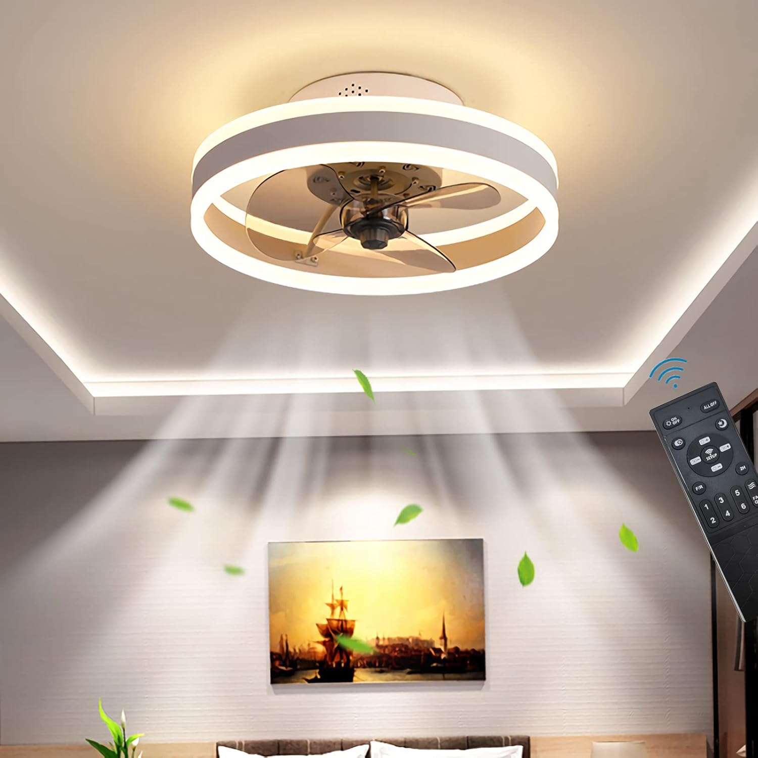 OMGPFR LED Ceiling Fans with Lights Reversible Remote, 6 Speeds Modern ...