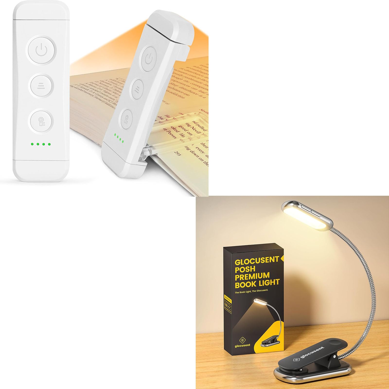 Glocusent USB Rechargeable Book Light for Reading in Bed, Portable ...