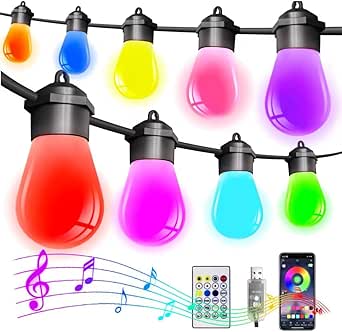 Honche Outdoor String Lights S14, 46FT Patio Lights with 20 ...