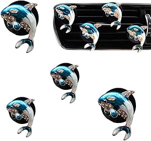 Amazon.com: Bling Car Accessories,4pcs Cute Blue Dolphins Car Air ...