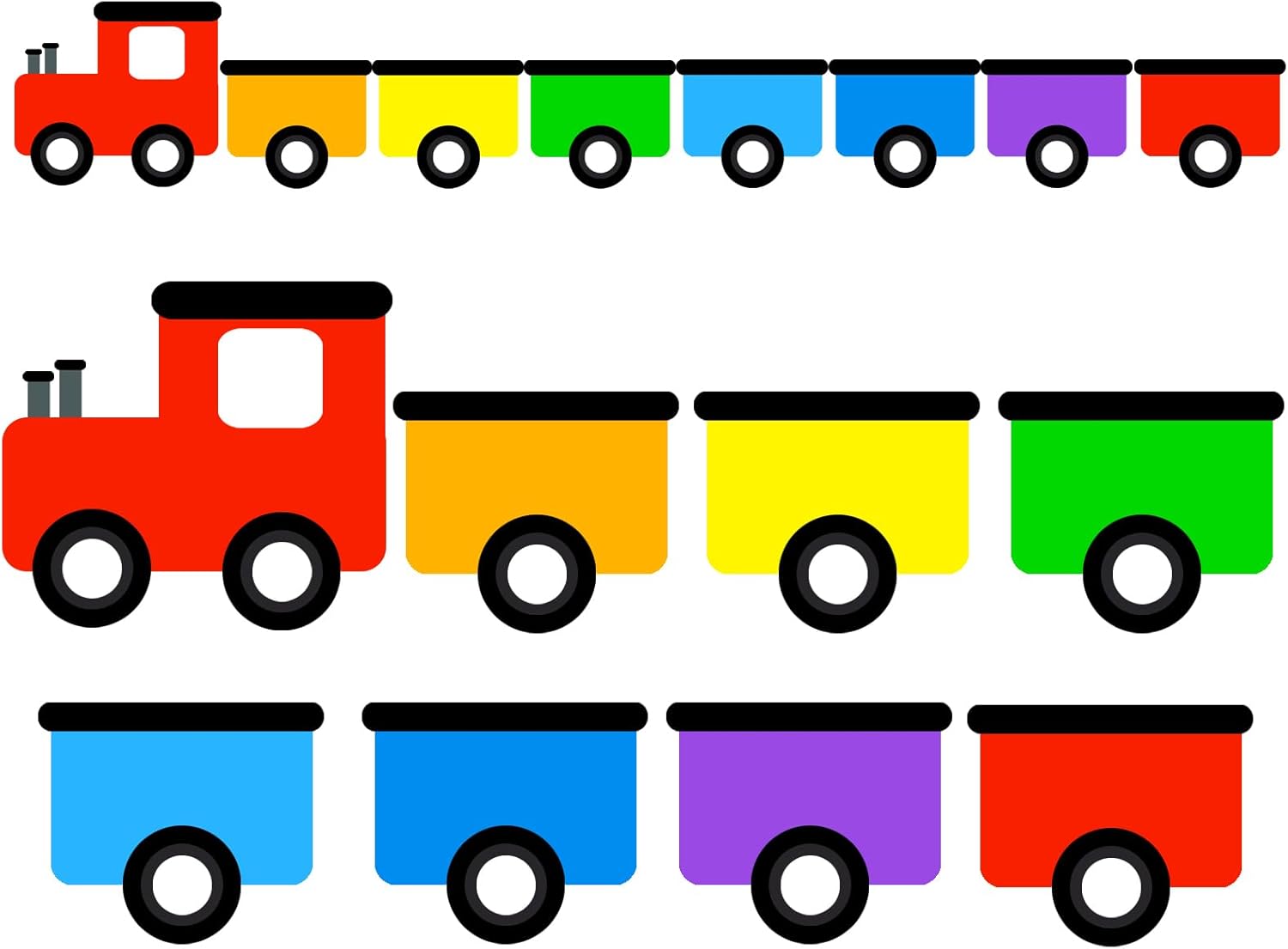 Amazon.com: Train Bulletin Board Cutouts 4 Inches Assorted Color Train ...