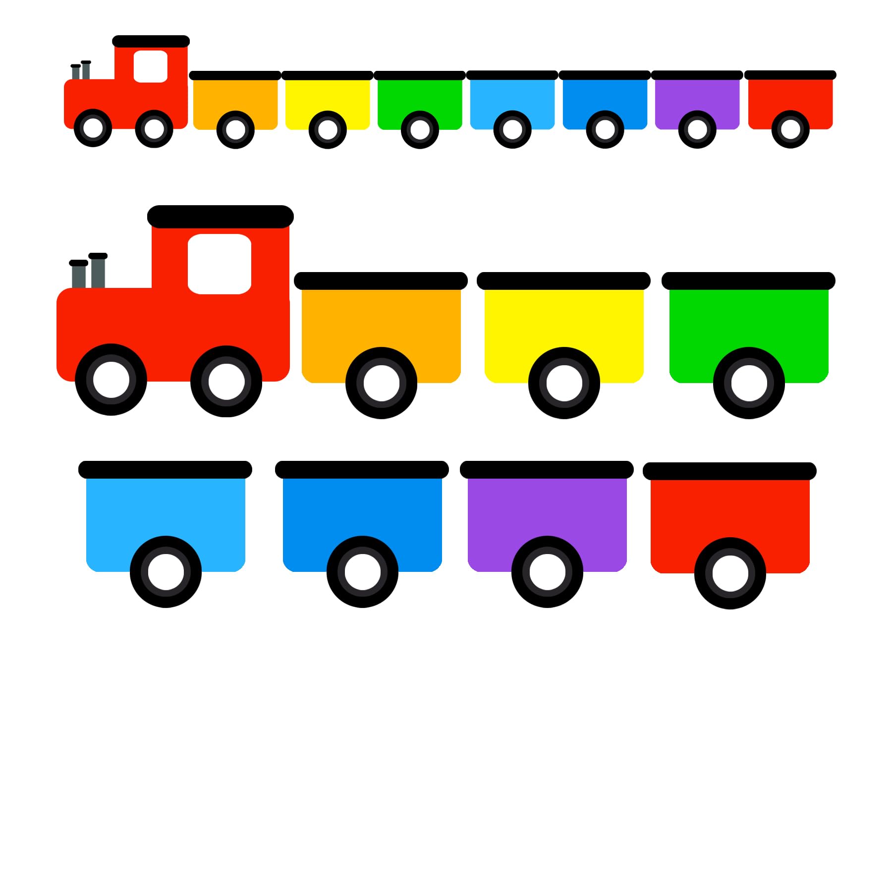 Amazon.com: Train Bulletin Board Cutouts 4 inch Assorted Color Train ...