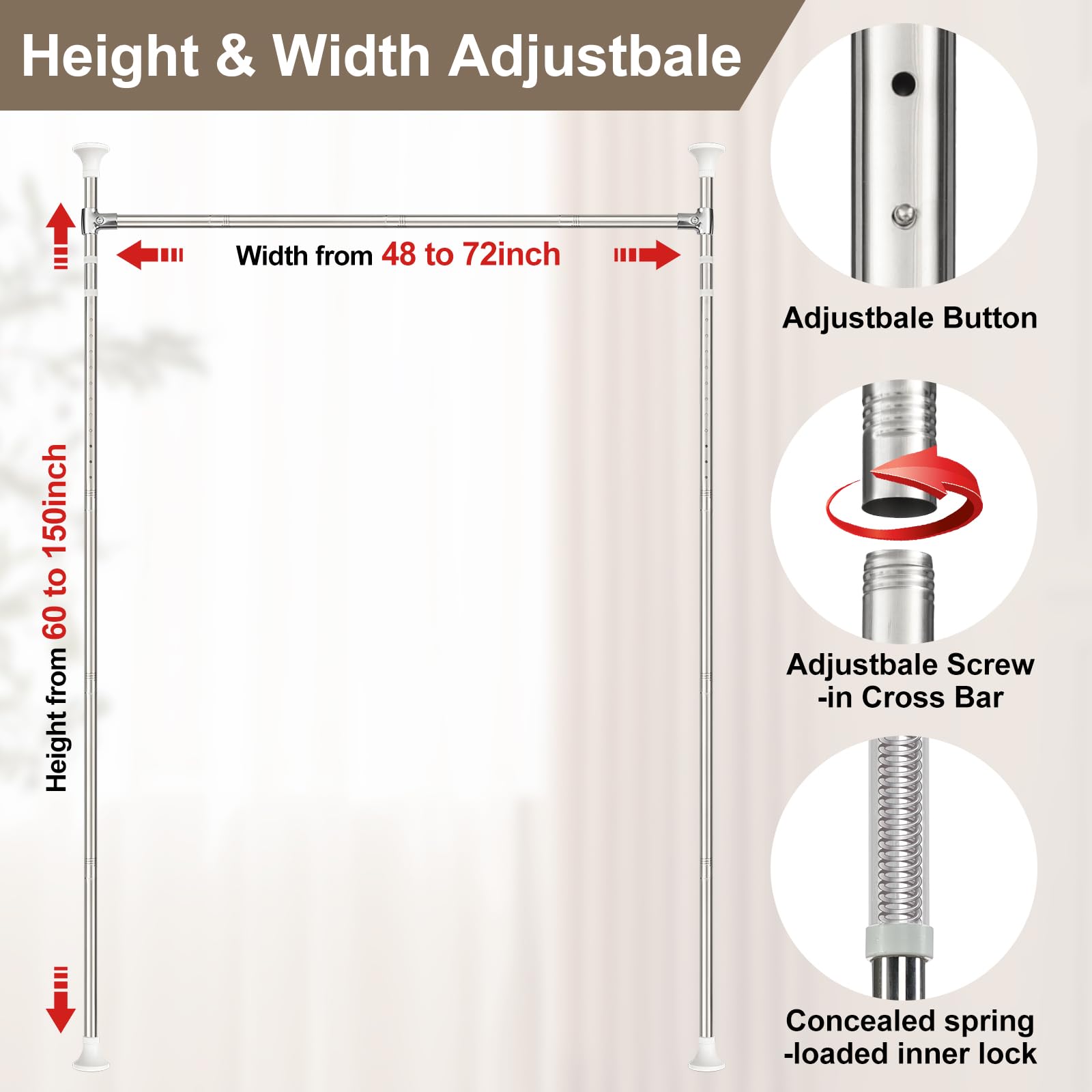 Snapklik.com : Curtain Divider Stand - 48 To 72 Inches Expandable Room ...