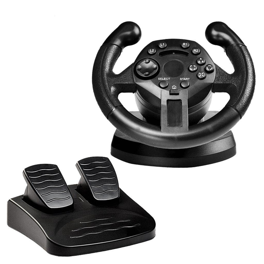 Amazon.com: Homyl Gaming Vibration Racing Steering Wheel Pedals ...