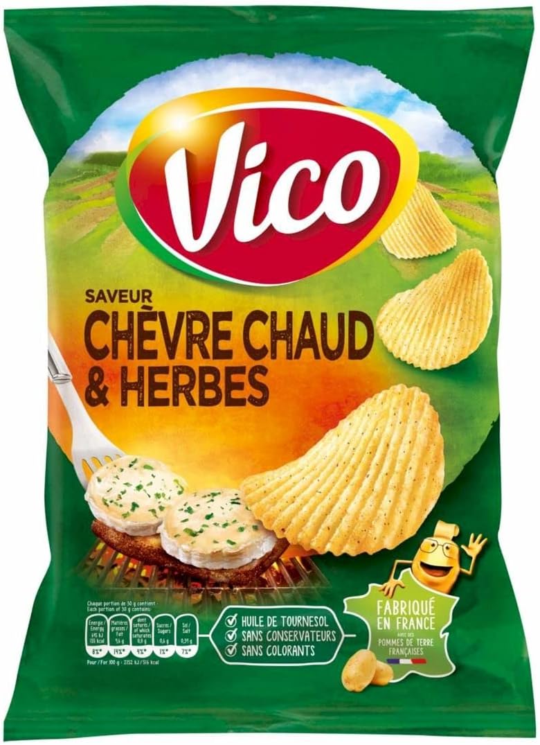 Vico chips saveur chèvre chaud et herbes 125g : Amazon.fr: Epicerie