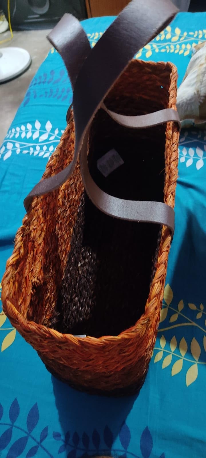 Buy KADAM HAAT Handmade Sabai Shopper Bag With Leather Handle | Stylish ...