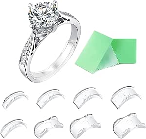 8 Sizes Invisible Ring Size Adjuster with 8 Regulators 1 Silver Wiping ...