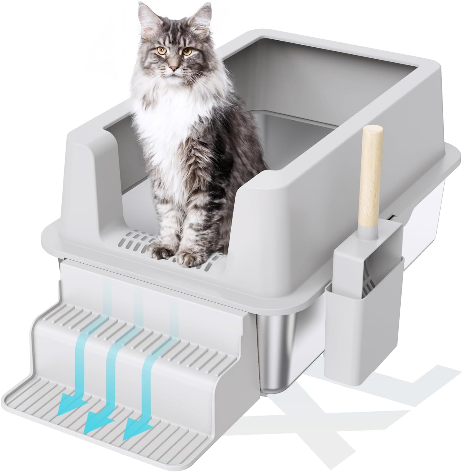 Amazon.com: Stainless Steel Litter Box with Lid, Extra Large Cat Litter ...