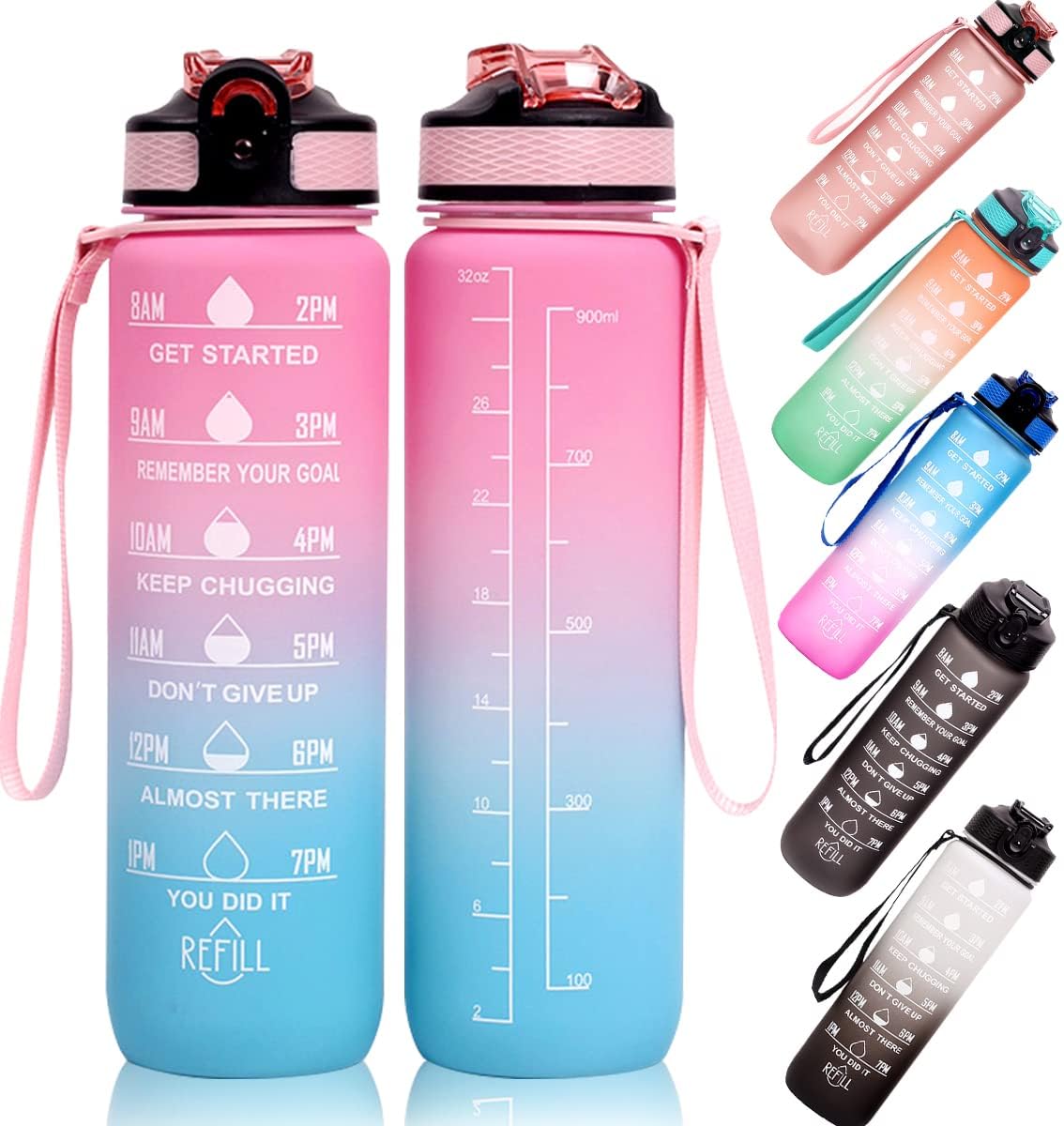 Botella de Agua Deportiva 1000ML, Botella de Agua de Gran Capacidad sin BPA, Botella Deportiva ...