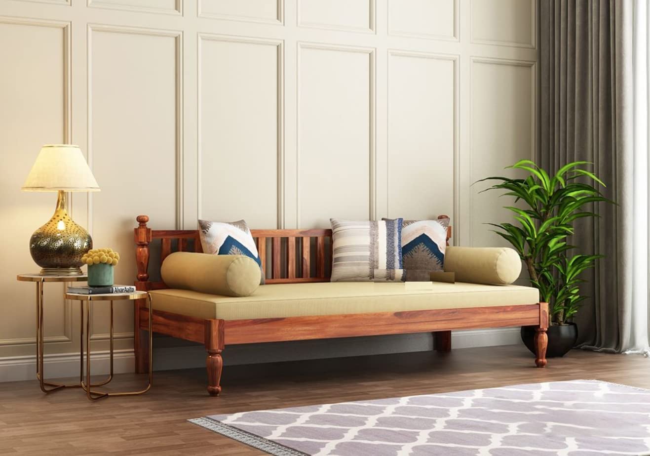 THE WOODEN CITY Sheesham Wood 3 Seater Sofa Bench for Living Room ...