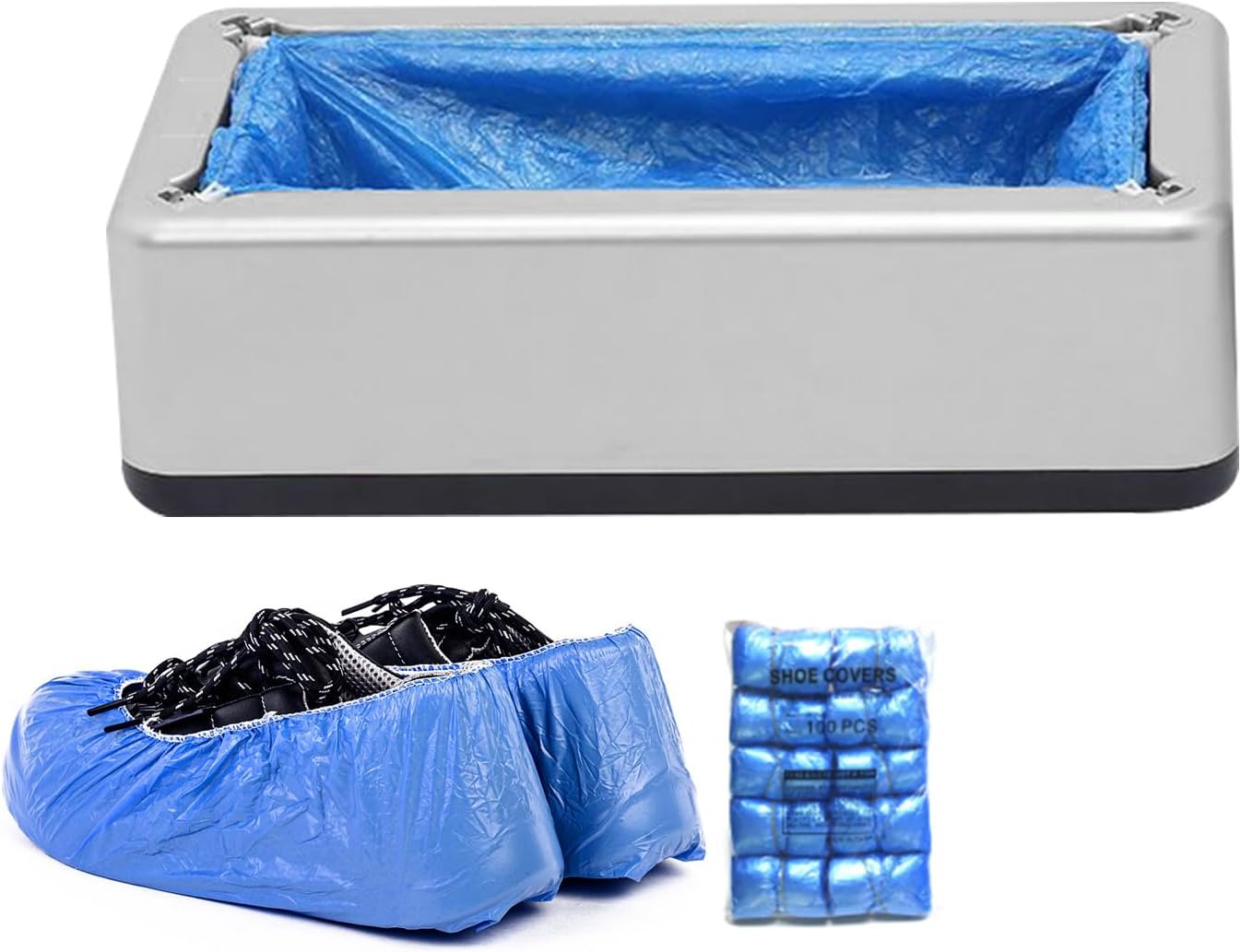 100 Pcs Automatic Shoe Cover Dispenser - Portable Shoe Cover Dispenser ...