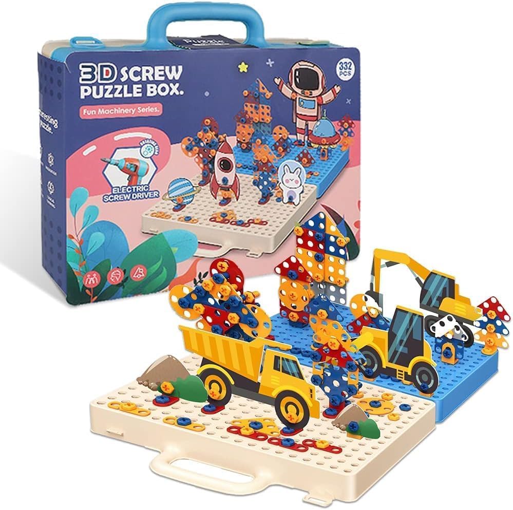 Ramus Kid's Educational Building Screwdriver Toy Set, 332 Pcs Electric ...