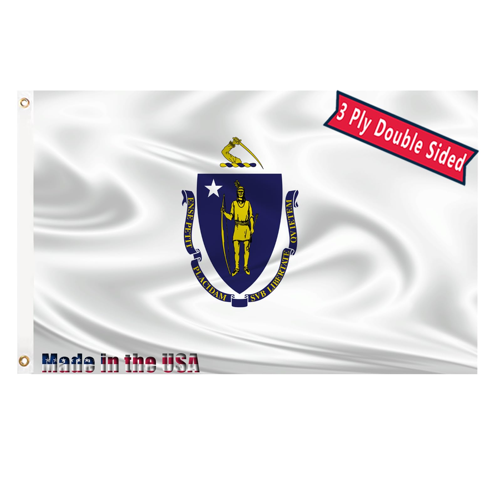 Amazon.com : Massachusetts State Flag 3x5 Outdoor Double Sided 3 Layers ...