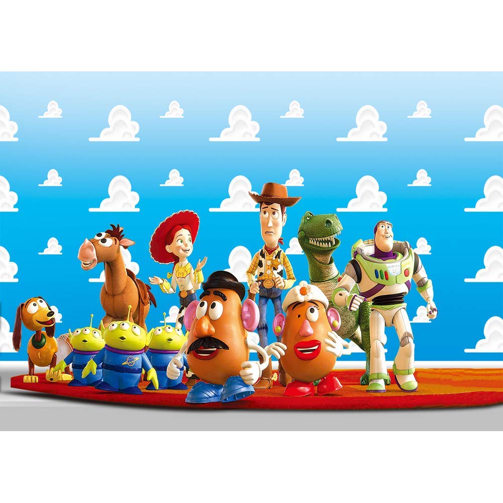 Buy 5x3ft Photo Background Toy Story Blue Wall Clouds Backdrop Happy ...