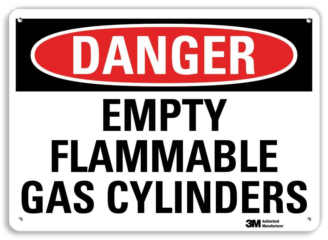 SmartSign “Danger - Empty Flammable Gas Cylinders” Sign | 7" x 10" 3M ...