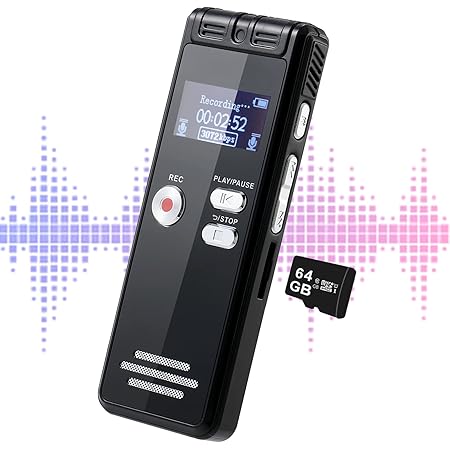 Amazon.com: 64GB Smart Digital Voice Recorder with Playback - Audio ...