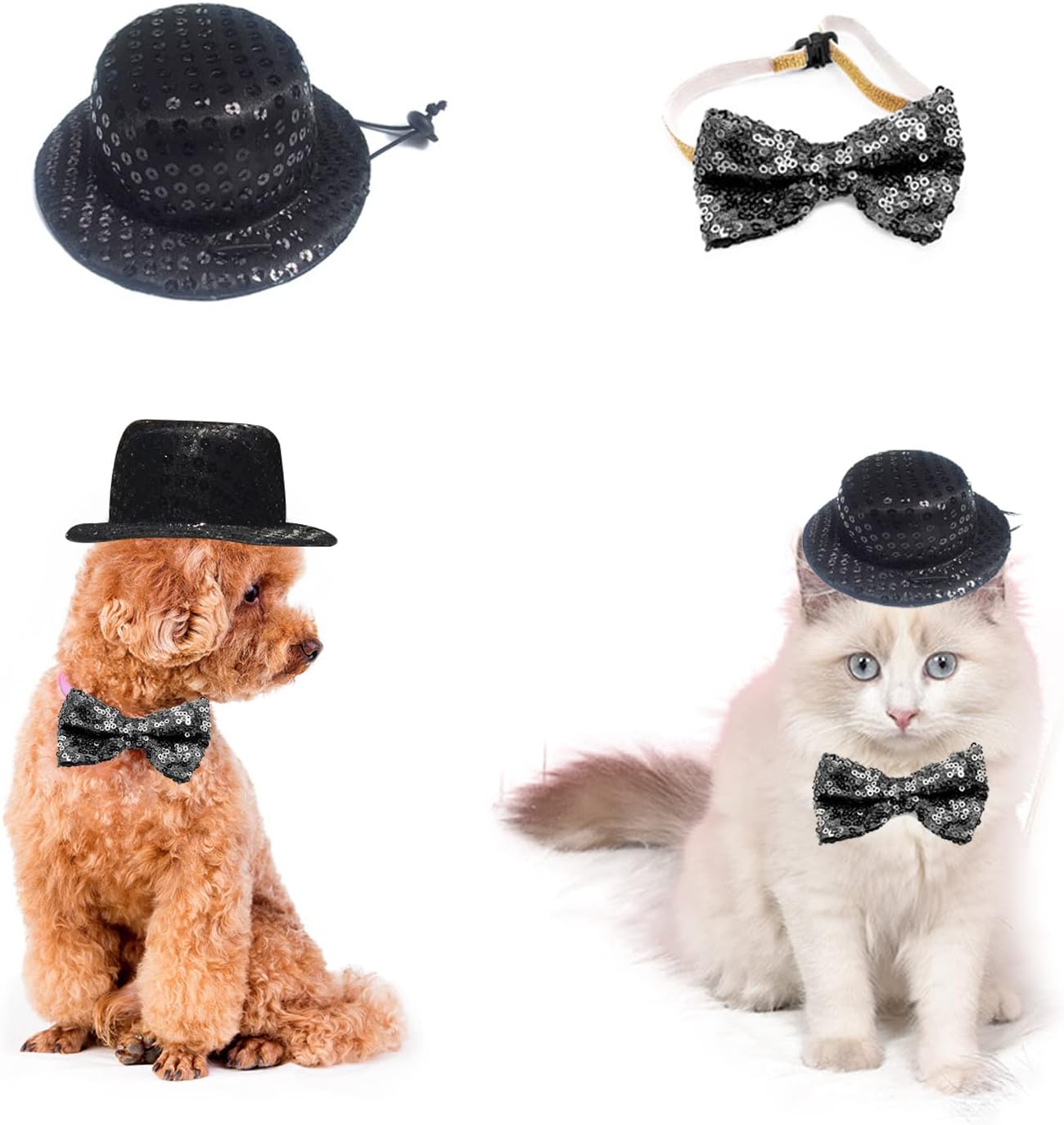 Amazon.com : Pet Formal Accessories Set 2 Pcs Dog Costume Top Hat with ...
