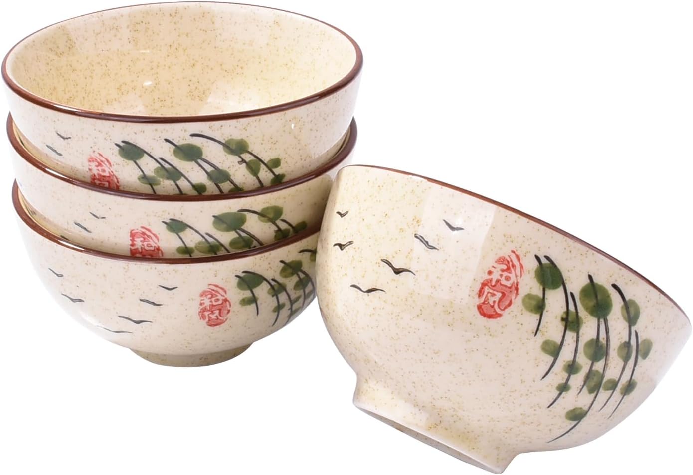 Amazon.com | Japanese Rice Bowls Set of 4, 10.14 oz Small Rice Bowl ...