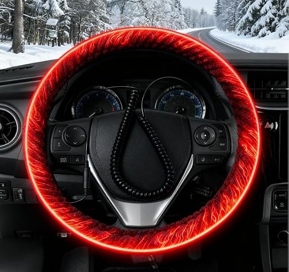 Amazon.com: Heated Steering Wheel Cover 12V - Vehicle Hand Warmer ...