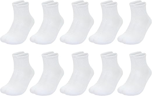 10 Pairs White Crew Socks Women, White Socks Women, White Ankle Socks ...