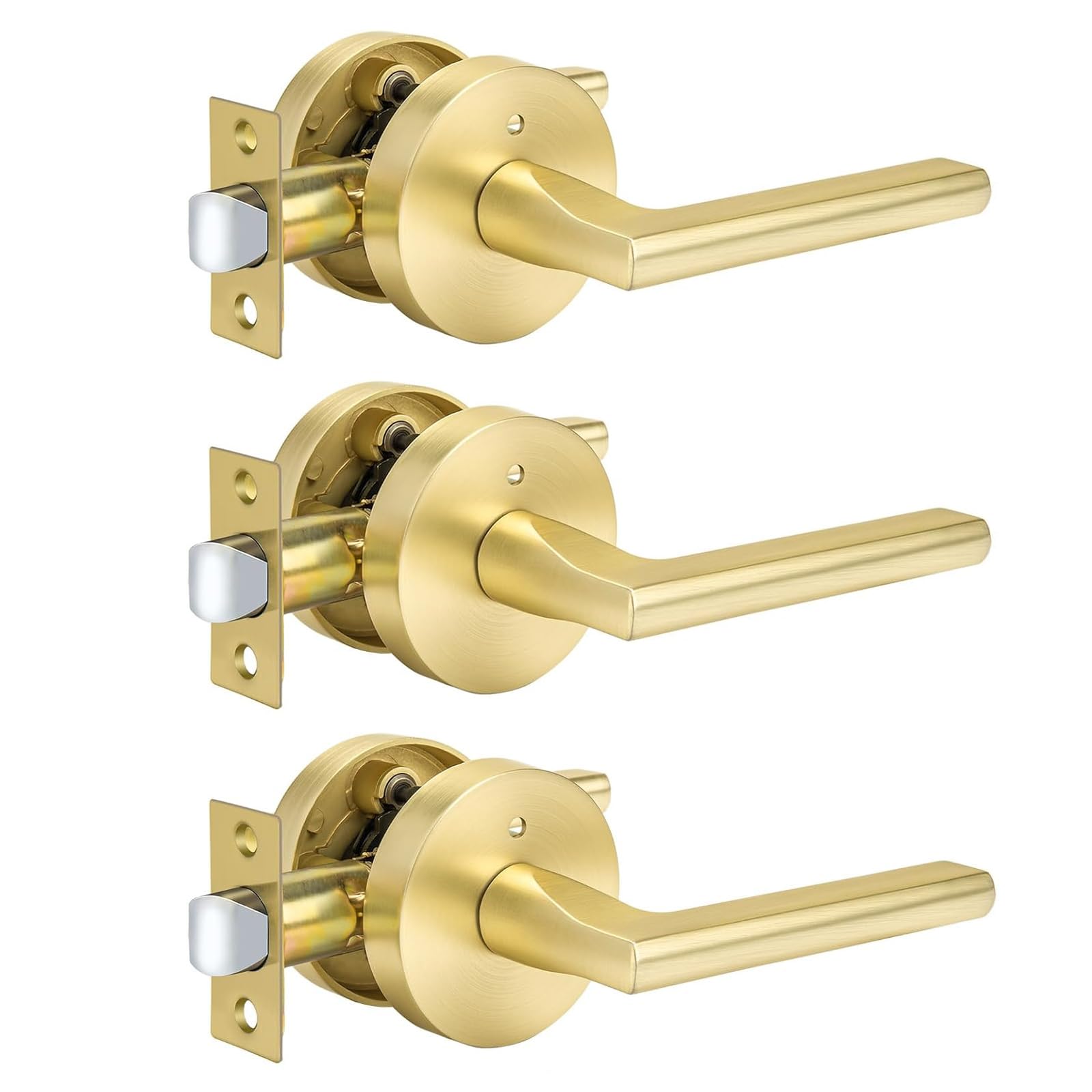 Haidms Gold Door Handles Interior, Brushed Brass Lever Privacy Door ...