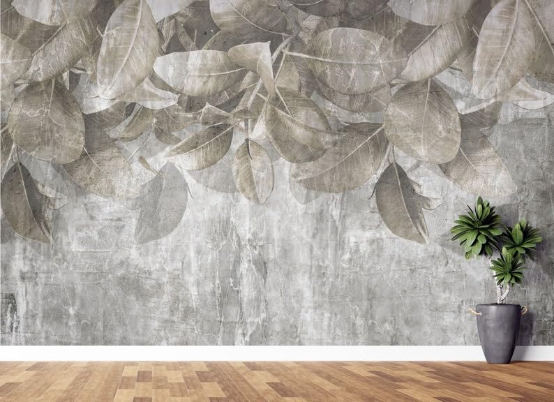 Amazon.com: Big Leaf Wall Mural Wallpaper | Tropical Big Leaves ...
