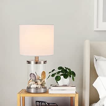 Raiseyang Glass Lamps 9" Fillable Table Lamps,Bedside Modern Table ...