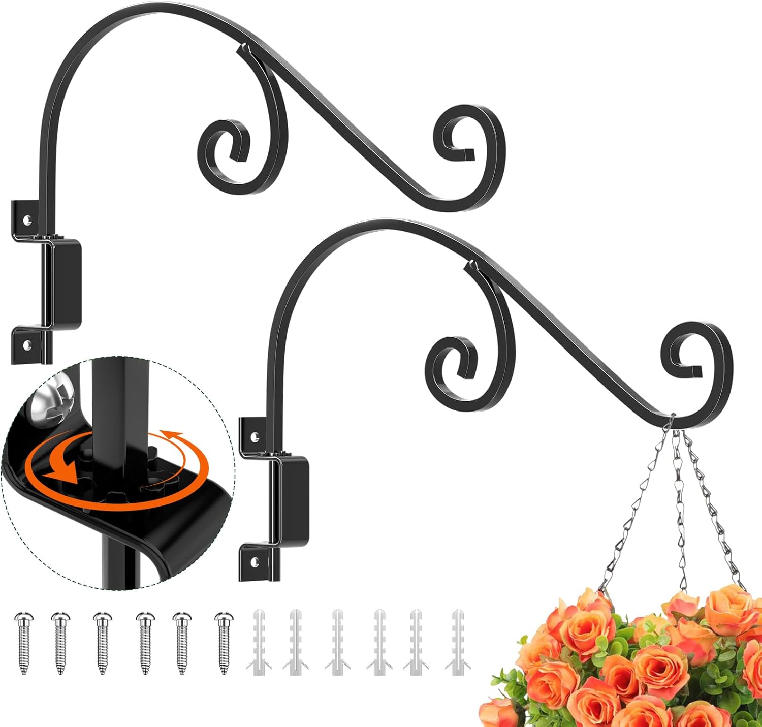 Amazon.com: Swivel Plant Hangers Outdoor - 2 Pack 16 Inch Hanging Plant ...