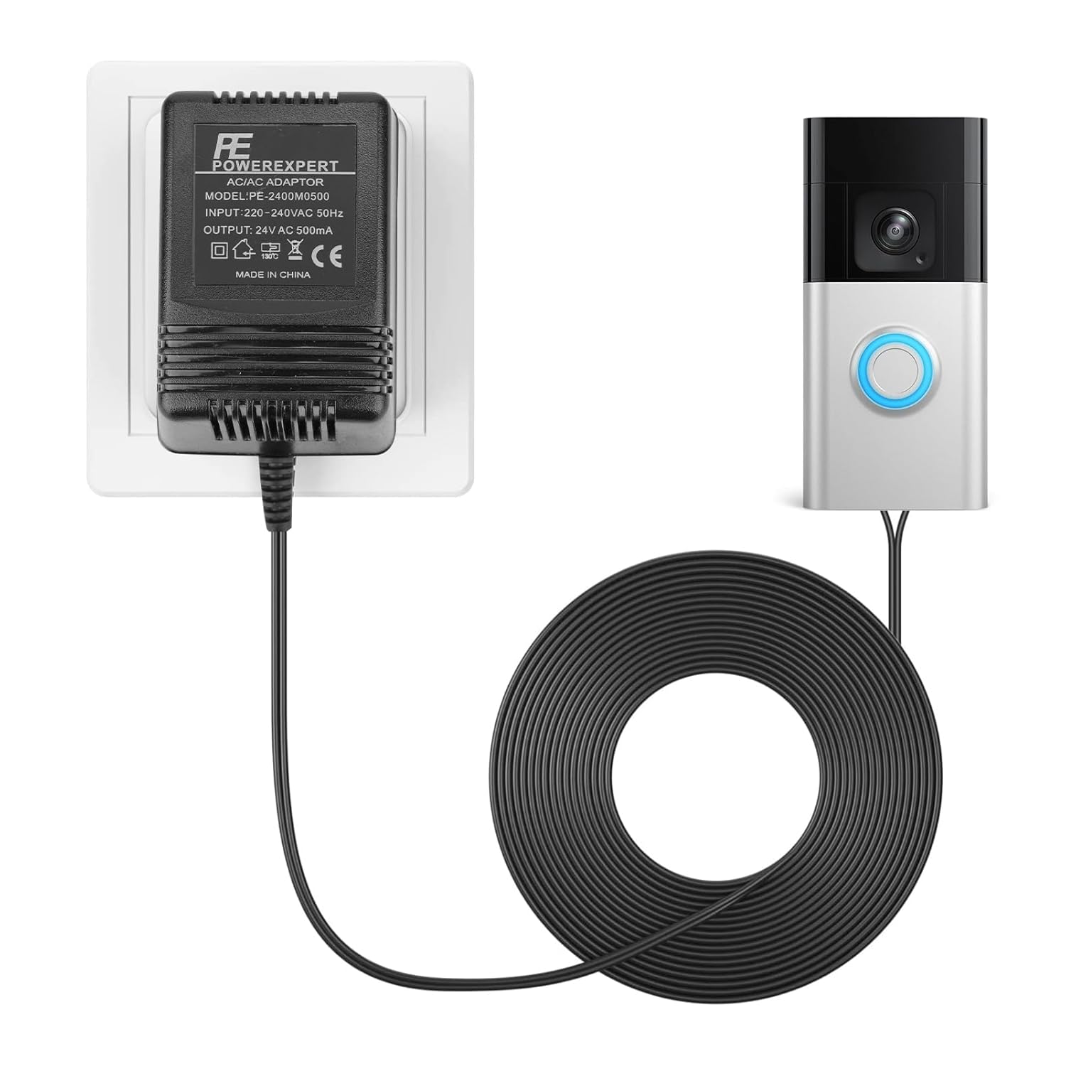YUNYODA 24V 500mA Video Doorbell Transformer - Power Adapter AC Supply ...