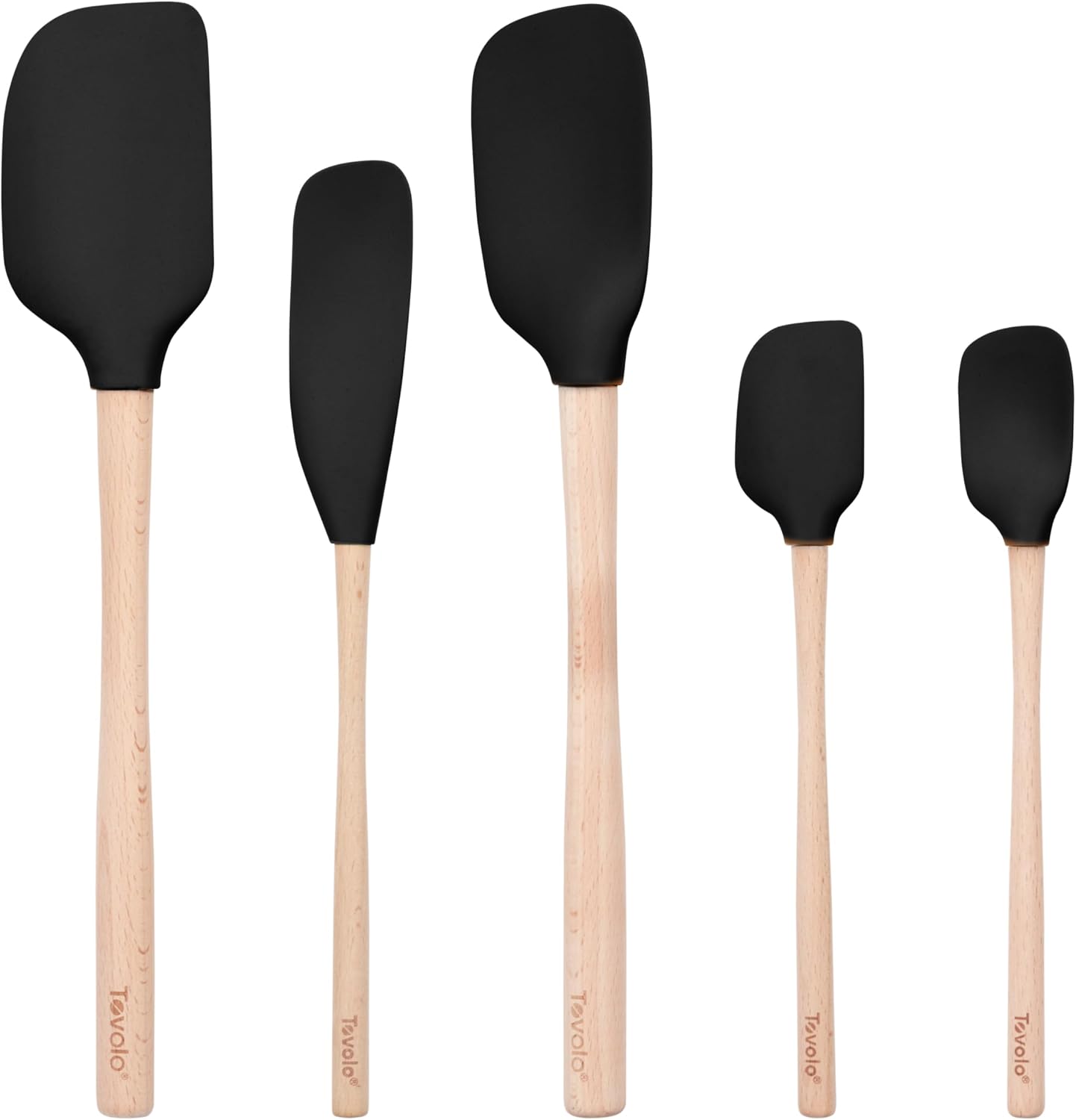 Amazon.com: Tovolo 5-Piece Silicone and Wooden Handle Utensil Set ...