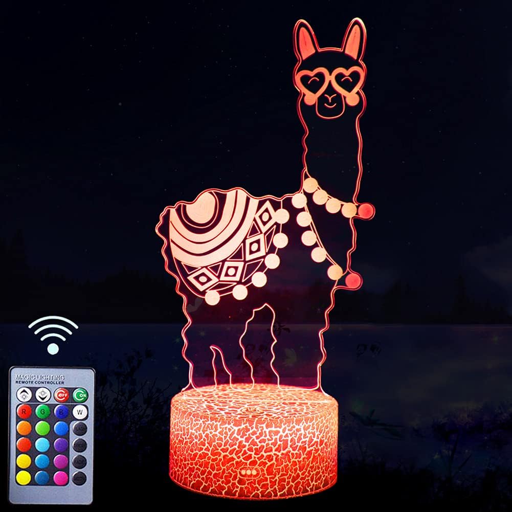 3D Alpaca Llama Night Light,Remote Control for Birthday Christmas ...