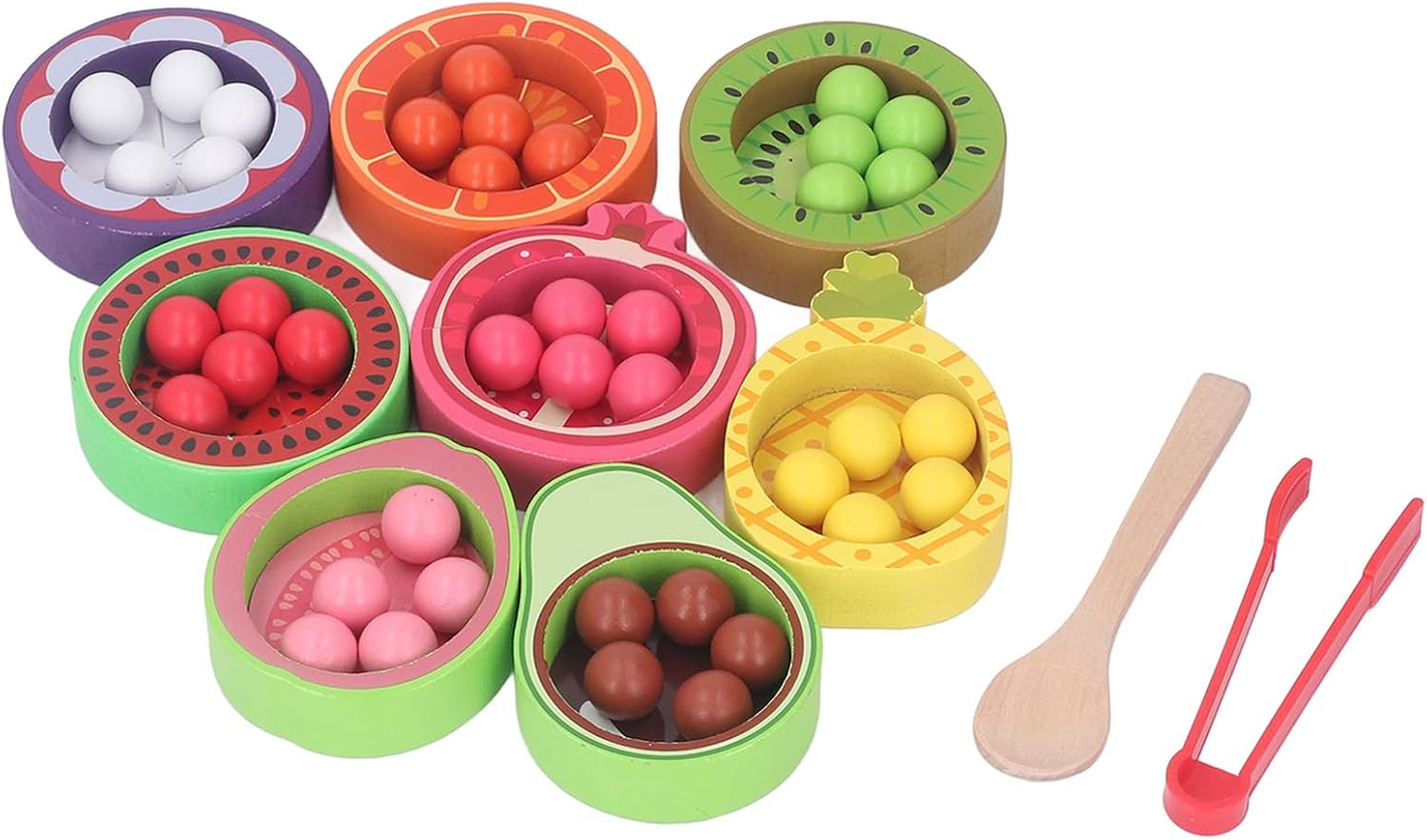 Amazon.co.jp: Color Classification Ball, Fruit Shape Wooden Matching ...