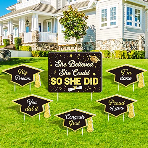 Whaline 6Pcs Graduation Yard Sign Decorations Graduation Lawn Signs ...